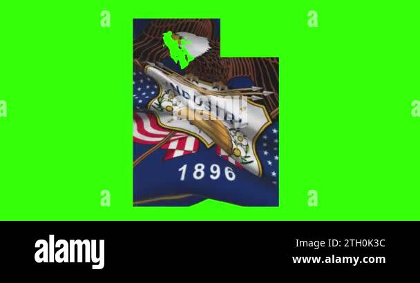 Utah state map outline with flag animation on green screen Stock Video ...