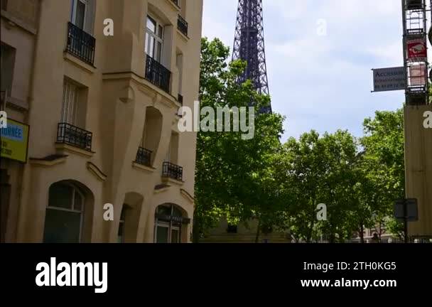 Paris, France. June 2022. Amazing footage of the Eiffel Tower that stands out among the ...