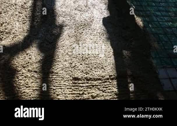 Construction worker is directing pump tube, pouring layer of concrete ...