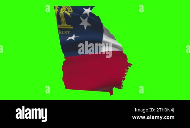 Georgia state map outline with flag animation on green screen Stock ...