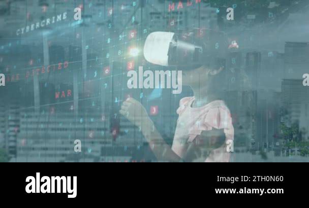 Animation of digital cloud and numbers over african american woman in ...