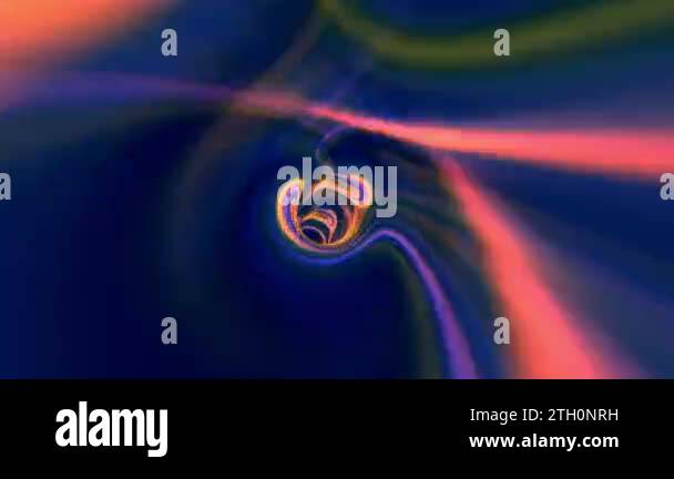 Loop of Abstract hypnotic orange blue hyperspace vortex warp tunnel ...