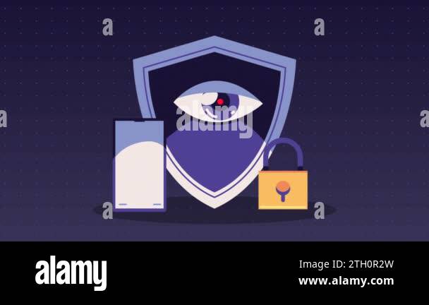 cyber security technology with shield animation ,4k video animated ...