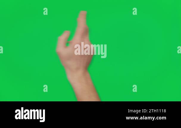 Male hand touching, clicking, tapping, sliding and swiping on chroma ...