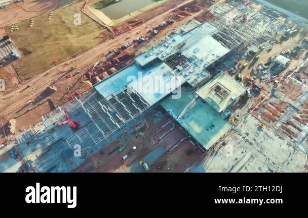 Construction site of new large factory complex under development ...