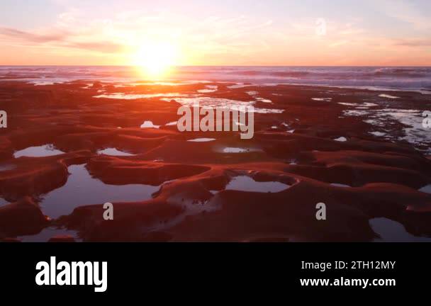 Eroded rock formation, tide pool in La Jolla, California coast, USA ...