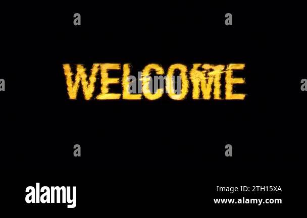Welcome glitch text effect cimematic title yellow light animation ...