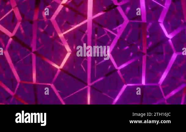 Abstract rotating background in 3D space. Tangled lines and connections ...