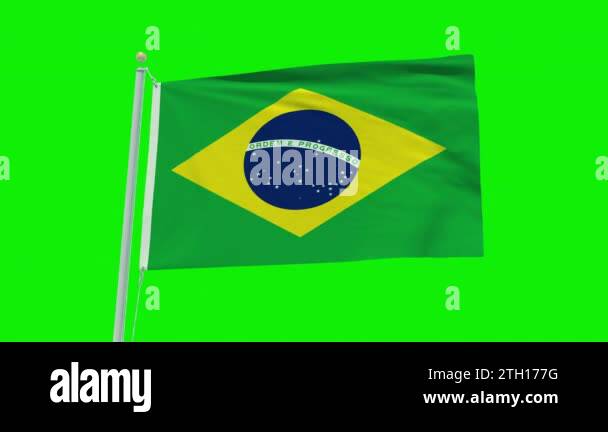 Seamless loop animation of the Brazil flag on a green screen background ...