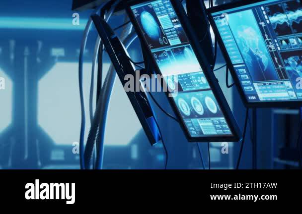 Futuristic spaceship control panel interface. Spacecraft digital ...