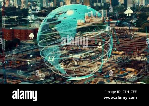 Construction technology concept with alteration graphic over ...