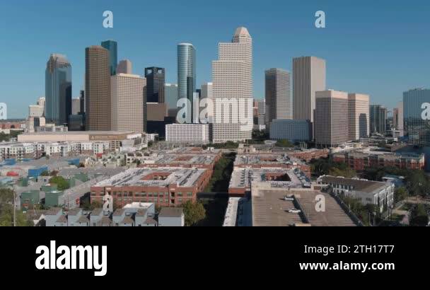 Drone view of downtown Houston skyline. This video was filmed in4k for ...