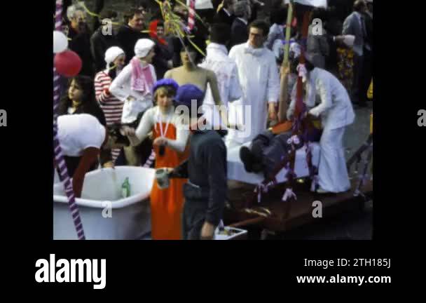 Berlin, Germany march 1975: A historical video of a bustling street ...