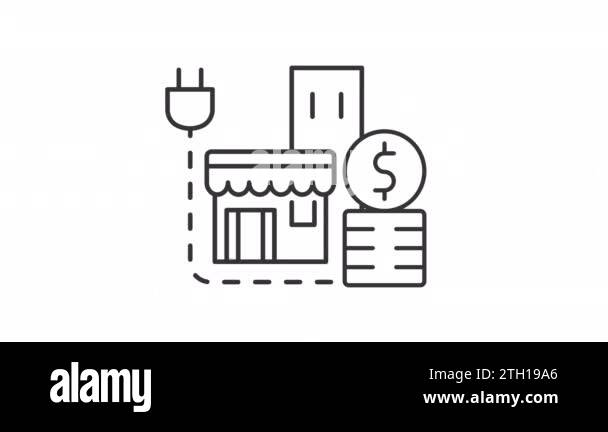 Animated business linear icon. Energy price for commercial customers ...