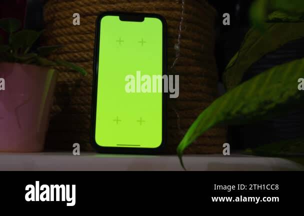 Chromakey on the phone screen. phone with chroma key. phone with ...