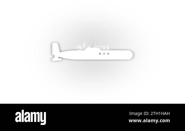 White submarine icon with shadow isolated on white background. military ...