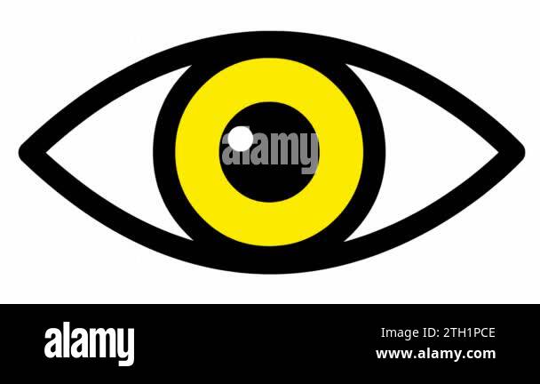 Animated yellow eye close. blinks an eye. Linear icon. Looped video ...