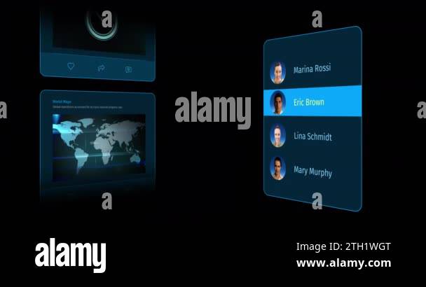 Animation of interface with social media posts and people profiles on ...