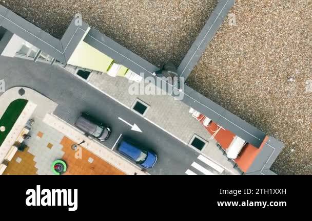 Aerial top view An engineer examines the lightning protection system on ...