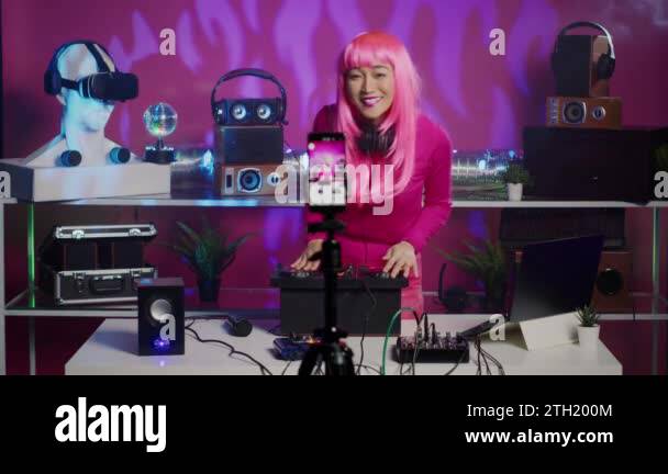 Musician playing song recording music session with phone camera ...