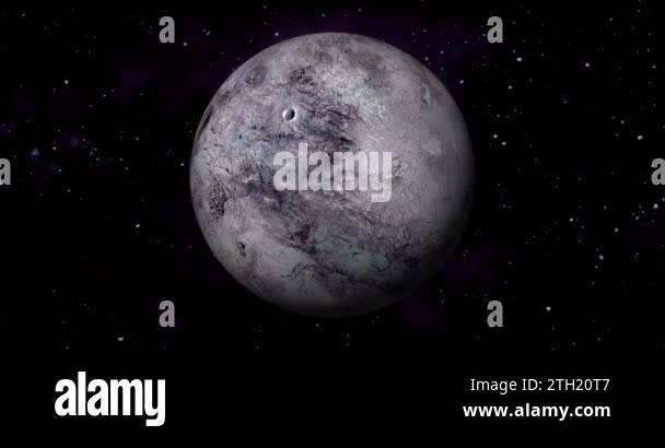 fictional Eris sun rise in dark background with stars. front view of ...