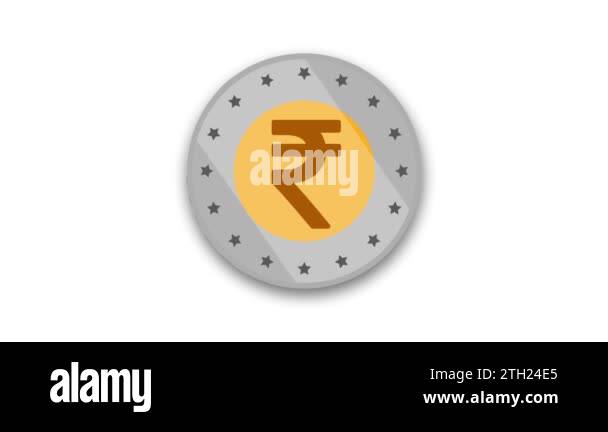 3D realistic Rupee coin looped animation isolated on white background ...