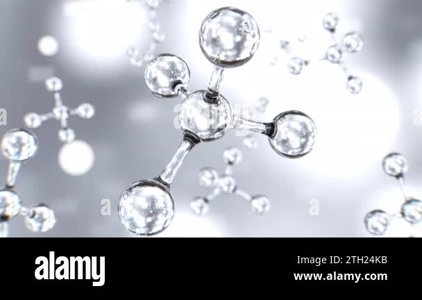3D animation and rendering pure molecule floating in the air and white ...