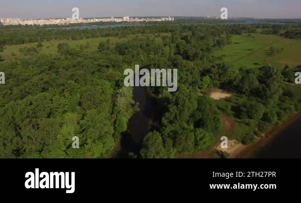 Spring Nature - island and tributaries of the Dnieper River near Kiev ...