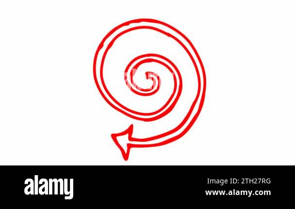Animated icon of spiral arrow spins. red symbol rotates. Looped video ...