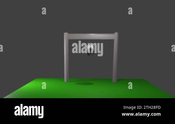 3d animation of a ball bouncing on the soccer field next to the goal ...