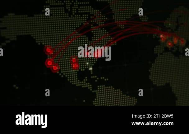 World map with different targets for cyber attack. Hacking and ...