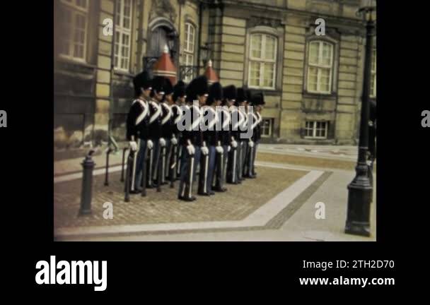 Copenhagen, Denmark may 1968: Historic footage of Danish guards ...