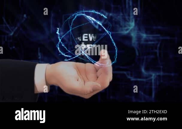 Painted hand shows concept hologram New career. Drawn man in business ...