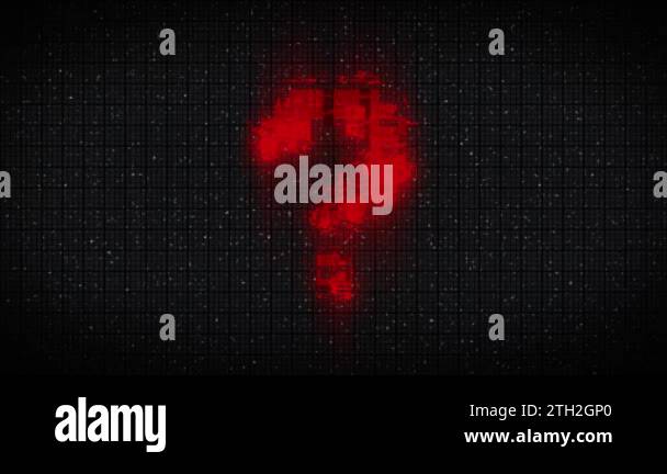 Question Mark On old television screen including twitch, noise, glitch ...