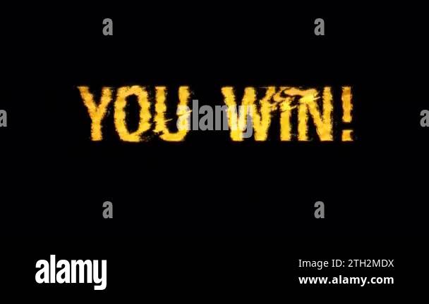 You Win glitch text effect cimematic title yellow light animation ...