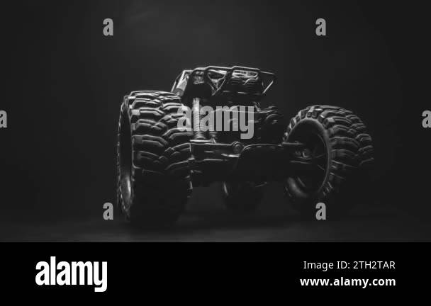 off-road toy car turns with big tires art creative rendering animated ...