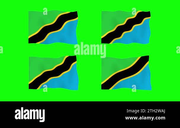Tanzania Waving Flag 2D Animation on Green Screen Background. Looping ...