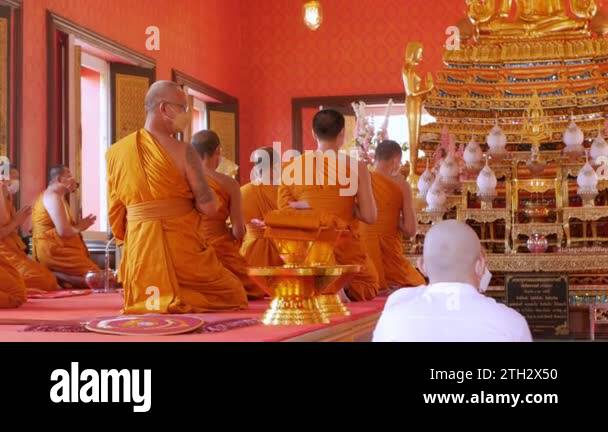 Ordination ceremony in Buddhist Thai monk ritual for change man to the ...
