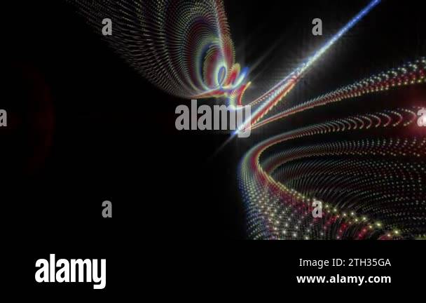 Futuristic video animation with particle stripe object and blinking ...