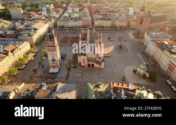 Main Market square or Rynek Glowny with a Town Hall, Sukiennice and St ...