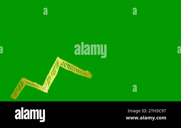 Animated financial growth chart with trend line graph. golden icon of ...