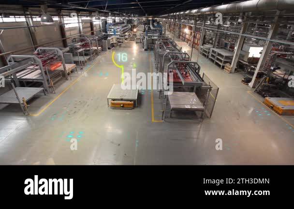 Automated factory with self-managed robots. Robots in an automated ...