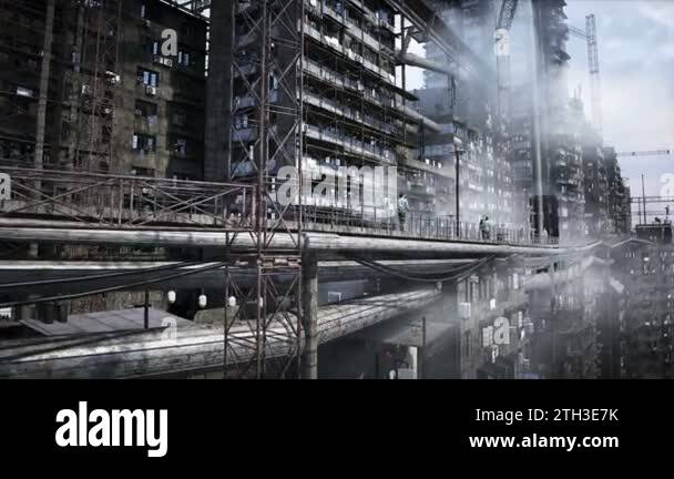 Apocalyptic city build. Overpopulation problem. Realistic 4k animation ...