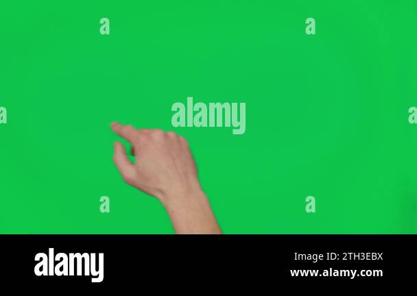 Male hand touching, clicking, tapping, sliding and swiping on chroma ...