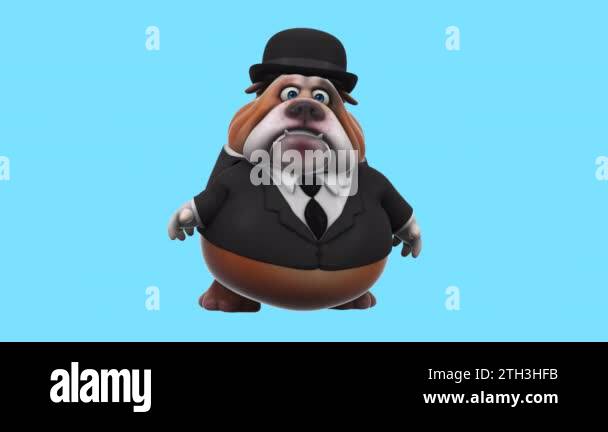 Fun cartoon character bulldog talking - 3D animation Stock Video ...