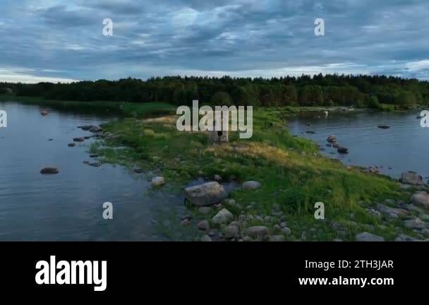 Camera approaches a building that was a border guard post during the ...