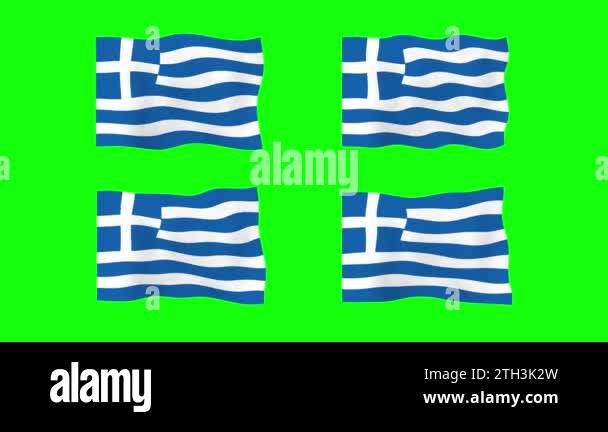 Greece Waving Flag 2D Animation on Green Screen Background. Looping ...