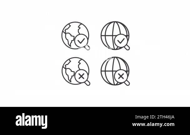 Animated online search linear icons. Error and failure. Online inquiry. Search engine. Seamless ...