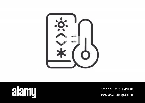Animated thermostat linear icon. Internet of things. Smart house ...