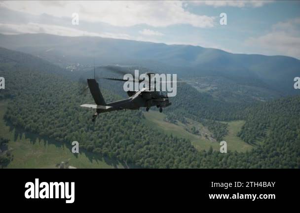 AH-64D Apache Longbow attack helicopter flying armed with rockets and ...